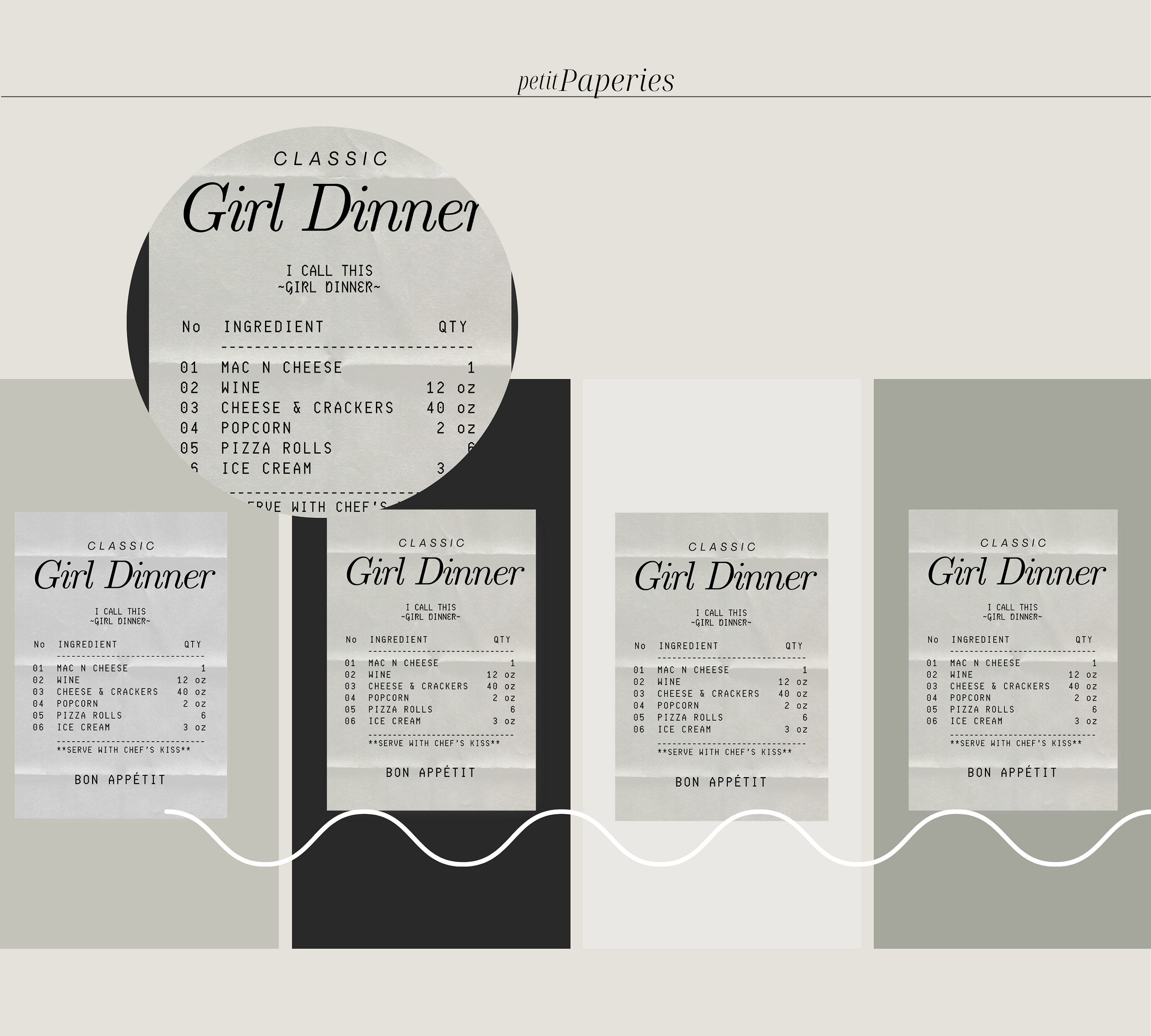 Girl Dinner Receipt Print Minimal Wall Art Print Poster - Etsy