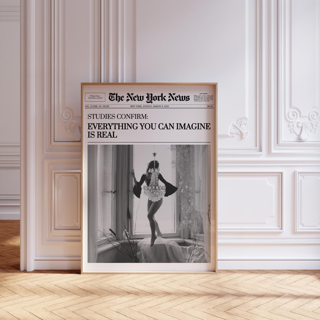 Newspaper Print, Trendy Wall Art Poster, Girly Inspo Wall Art, New York ...