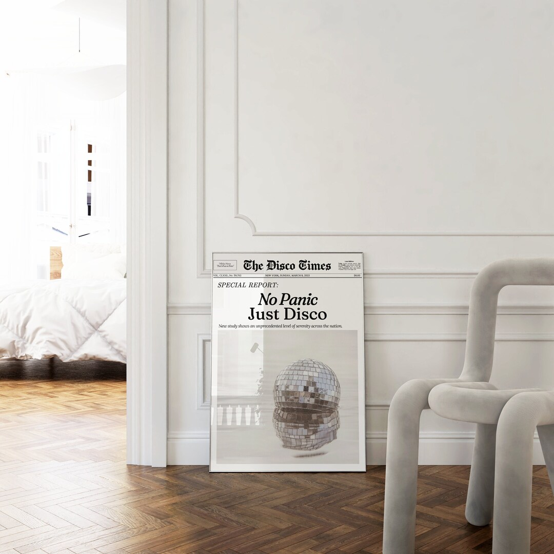 Disco Newspaper Print, Trendy Headline Poster Wall Art, New York News ...