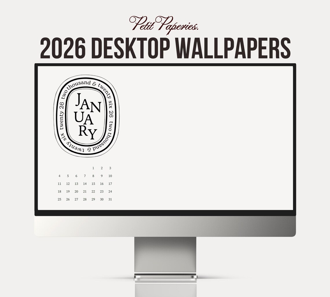 2026 Desktop Calendar Wallpapers 2025-2026 | Minimalist Modern Simple ...