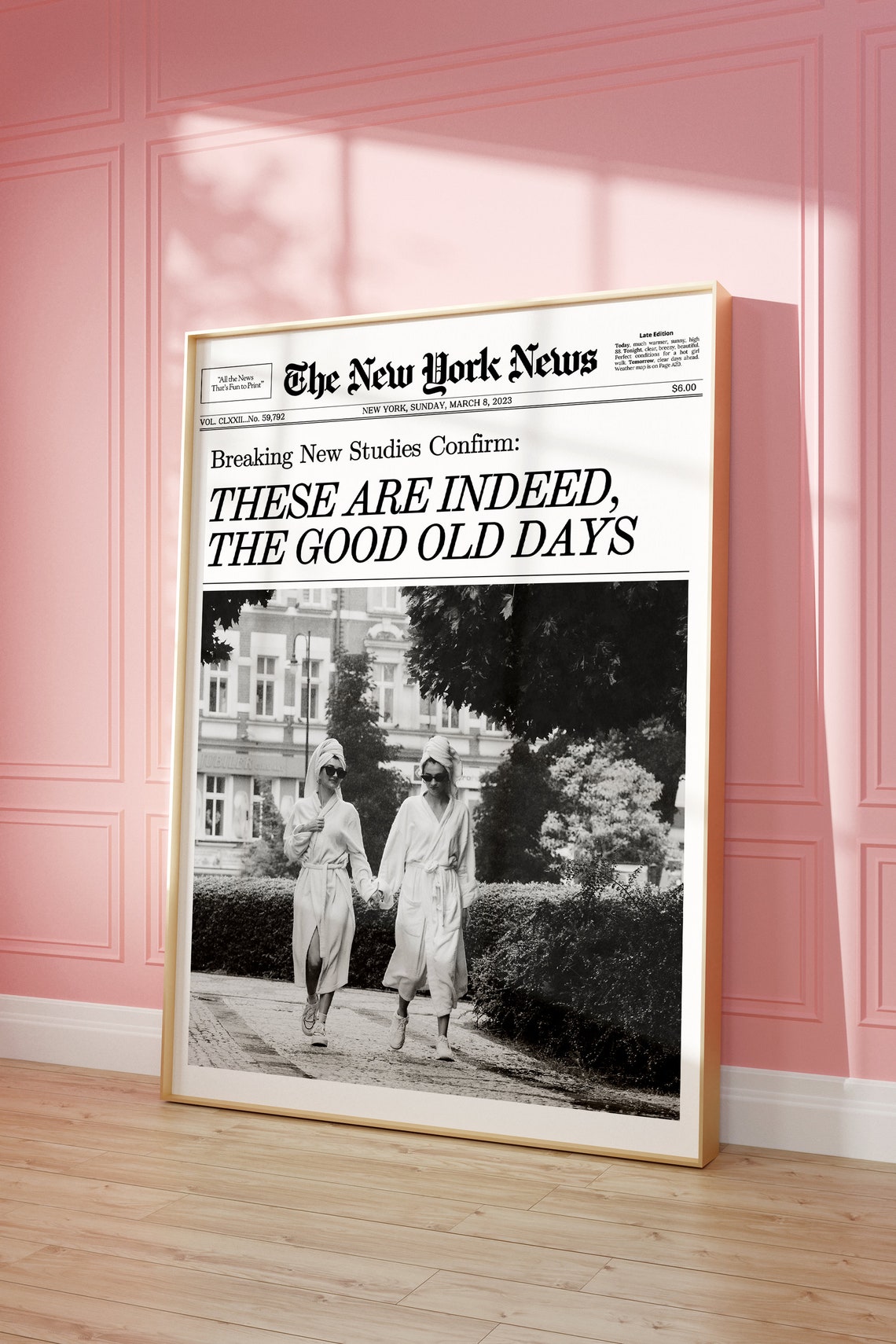 Retro Newspaper Headline, Retro Girly Decor, Fashion Poster, Preppy ...