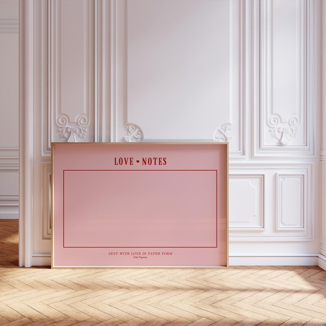 Pink Wall Art, Coquette Love Note Wall Art, Trendy Wall Print, Love ...
