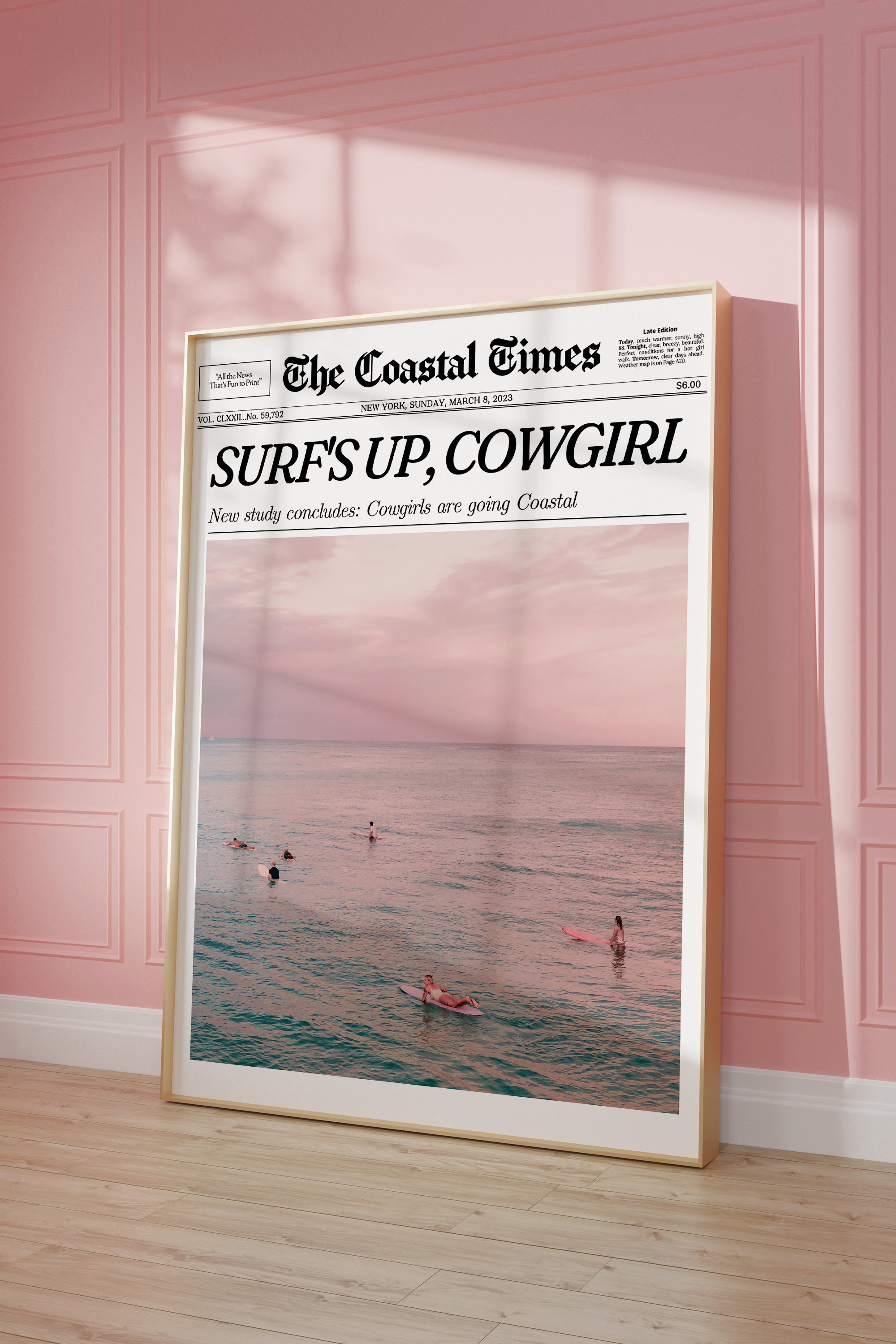 Coastal Cowgirl Wall Art Newspaper Print Wall Art, Coastal Times ...