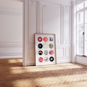 Trendy Colorful Wall Art, Circles Collage Wall Print, Retro Decor ...