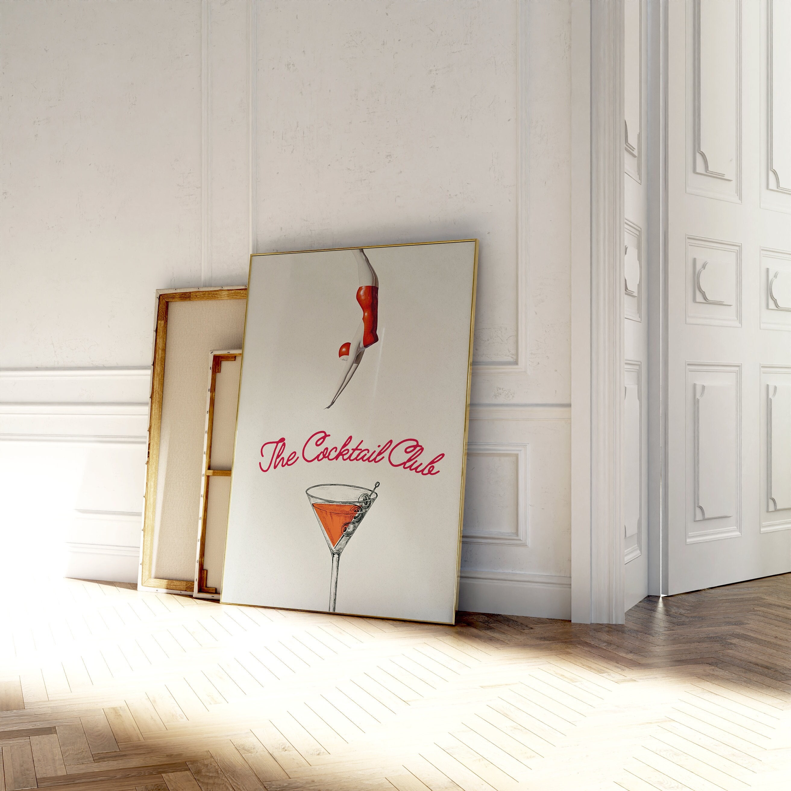 Retro Cocktail Poster, Trendy Bar Cart Wall Art Print, Cocktail Club ...