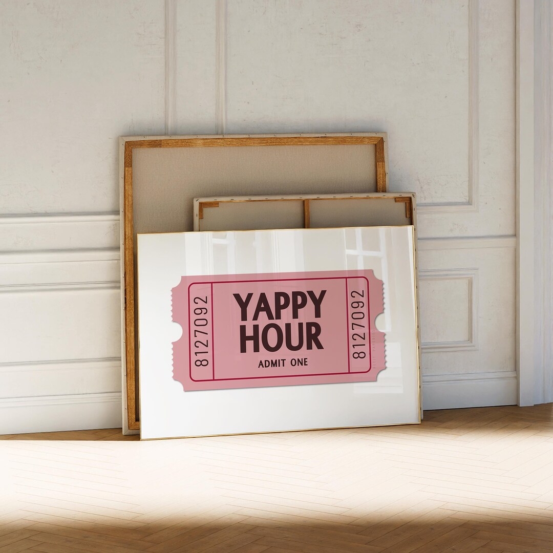 Yappy Hour Print, Happy Hour Bar Cart Wall Art, Bar Cart Printable ...