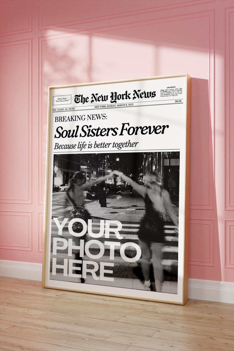 CUSTOM Newspaper Print, Personalized Newsprint Poster, College Dorm ...