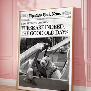 Retro Newspaper Headline, Good Old Days Newsprint, Retro Girly Decor ...