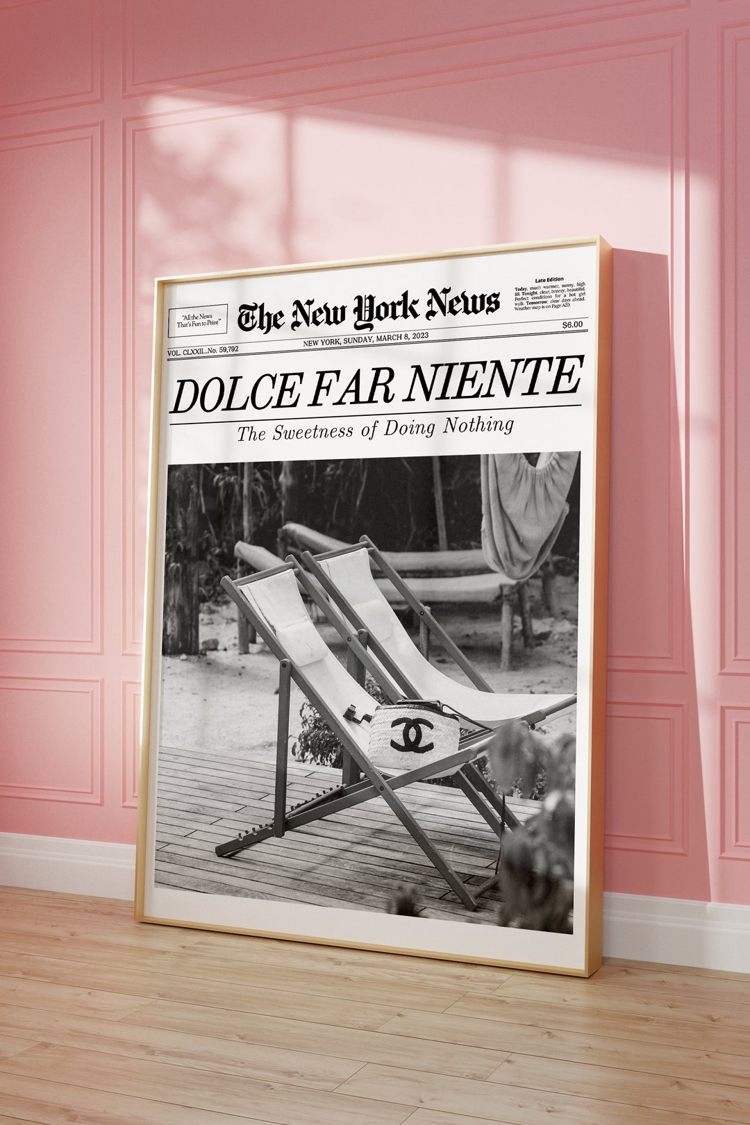 Trendy Newspaper Print, Dolce Far Niente, La Dolce Vita, Retro Wall Art ...