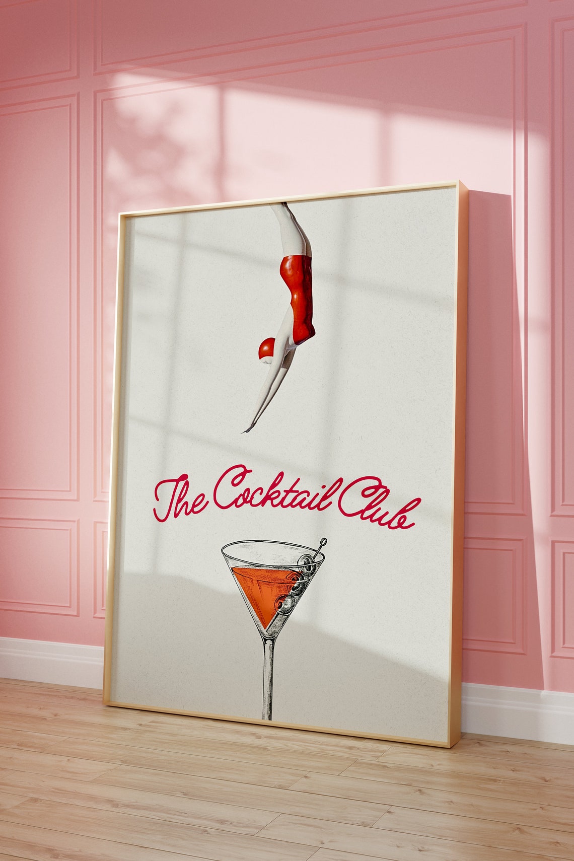 Retro Cocktail Poster, Trendy Bar Cart Wall Art Print, Cocktail Club ...