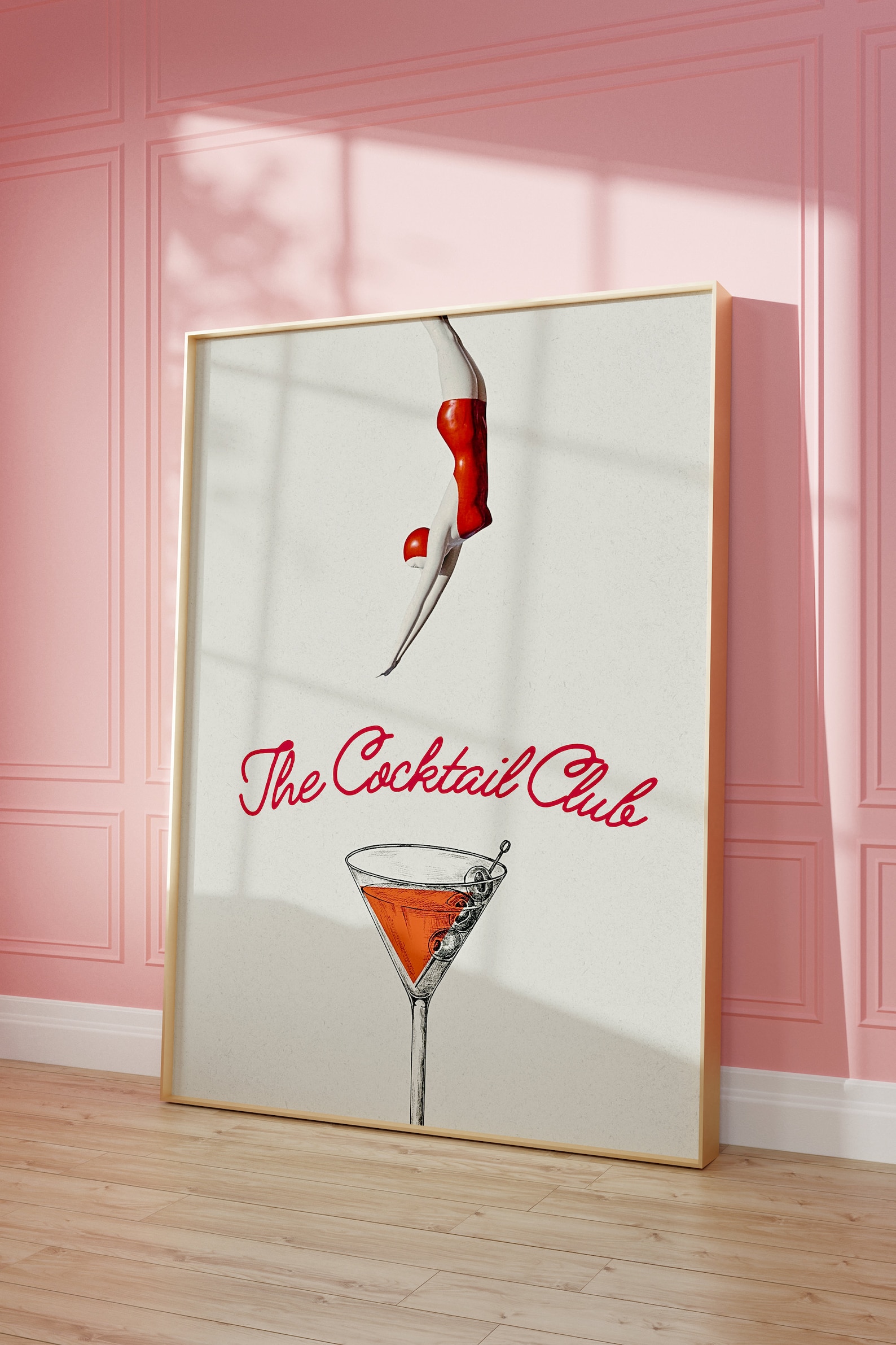 Retro Cocktail Poster, Trendy Bar Cart Wall Art Print, Cocktail Club ...