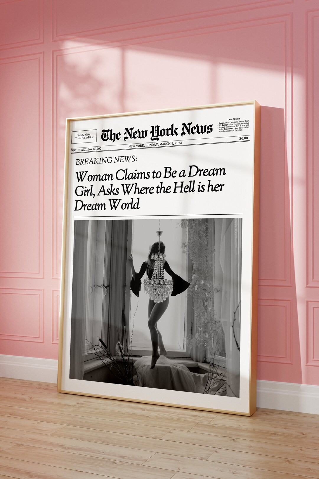 Trendy Newspaper Print, Retro Newsprint Headline Poster, GIRLY ...