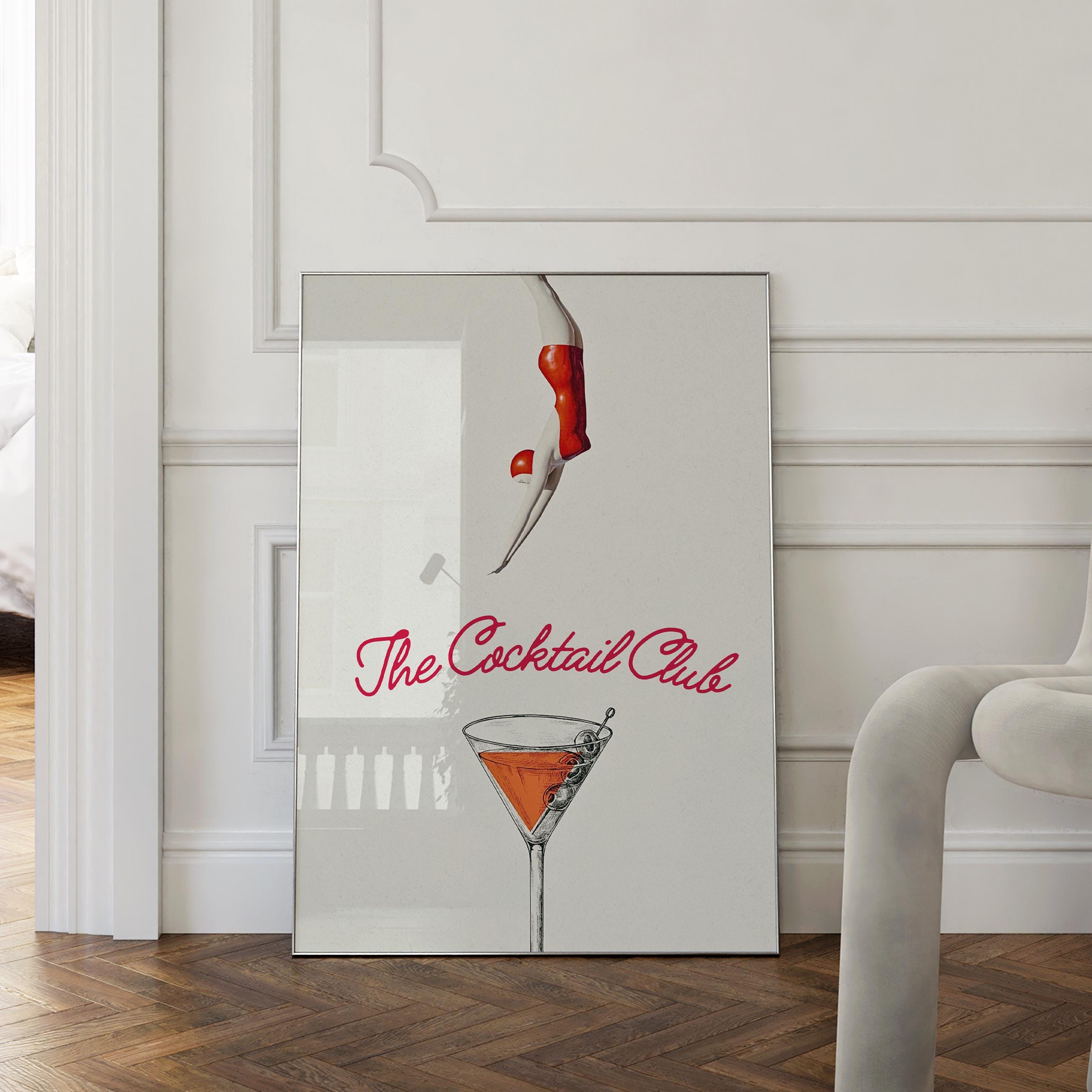 Retro Cocktail Poster, Trendy Bar Cart Wall Art Print, Cocktail Club ...
