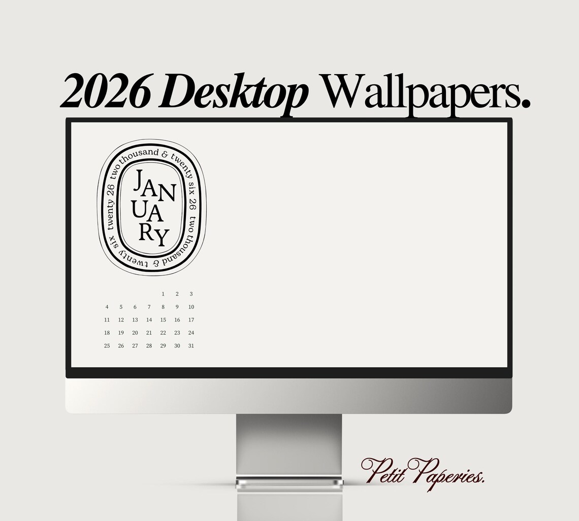2026 Desktop Calendar Wallpapers 2025-2026 | Minimalist Modern Simple ...