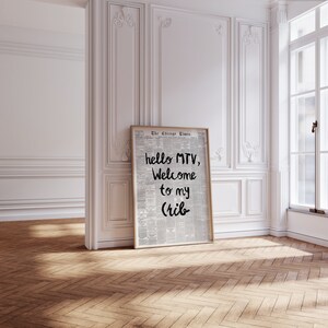 Hi MTV, Welcome to My Crib Print, Retro Newspaper, Trendy Wall Art ...