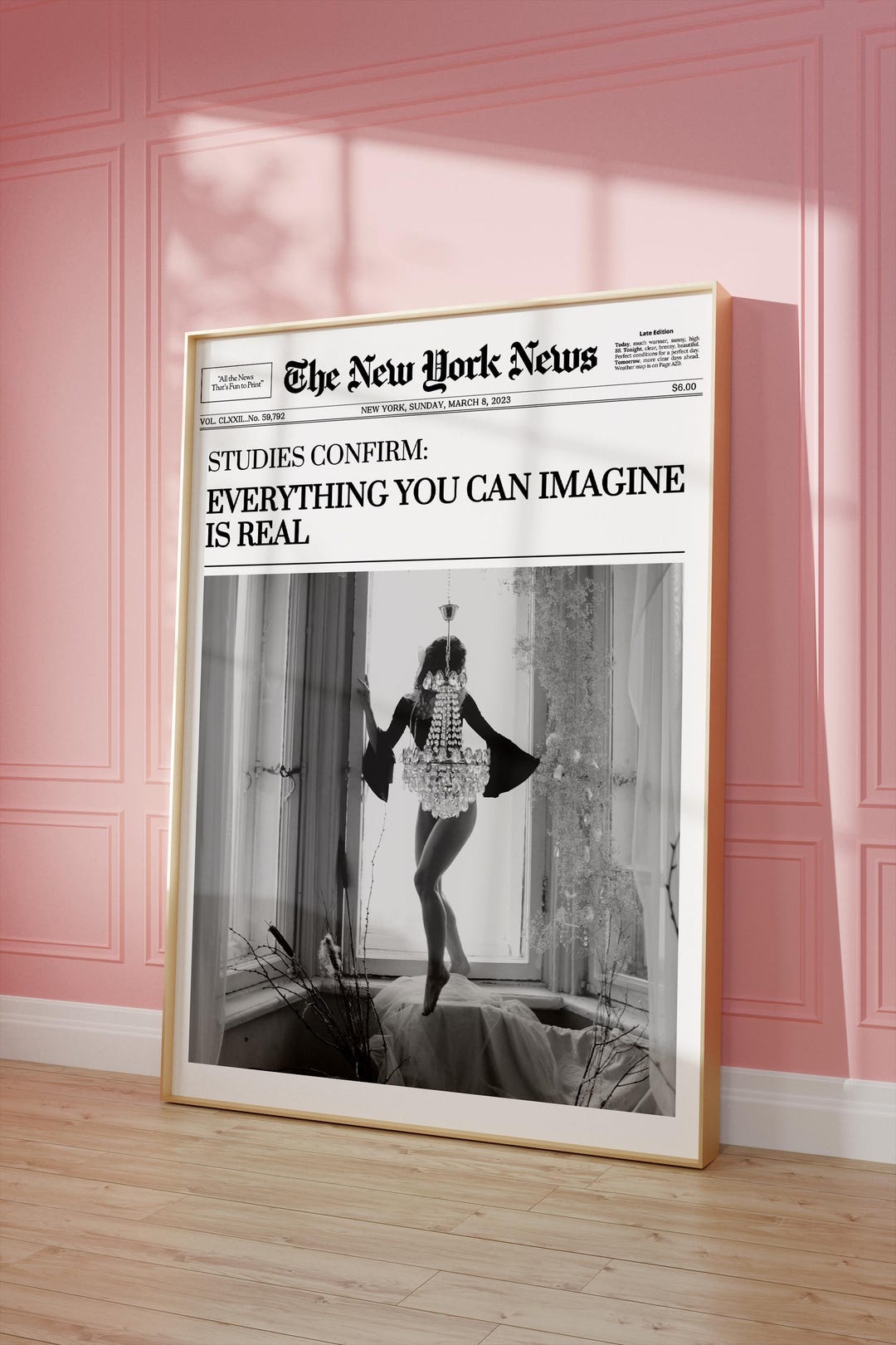 Newspaper Print, Trendy Wall Art Poster, Girly Inspo Wall Art, New York ...