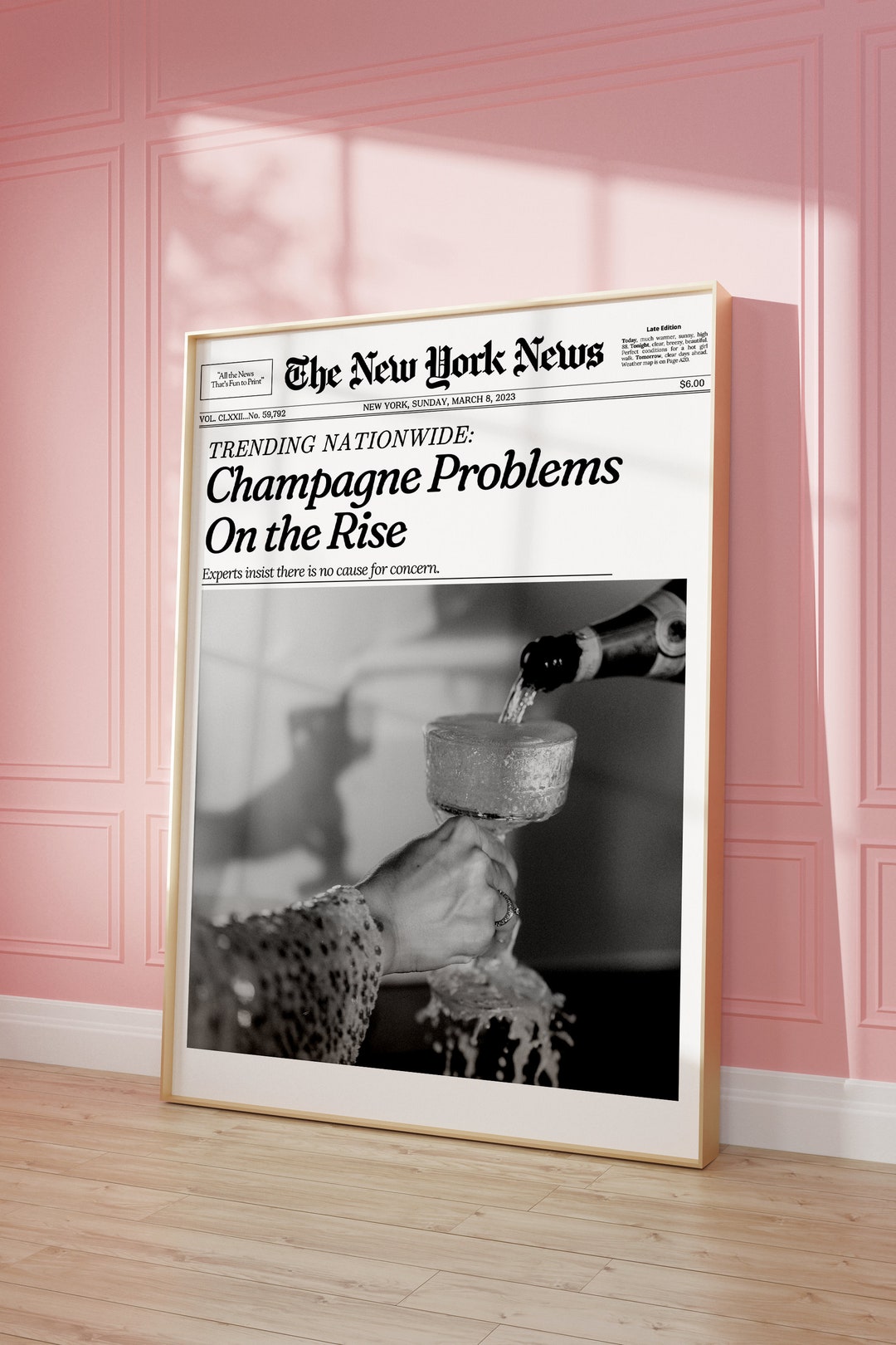 Trendy Swiftie Print, Newspaper Poster, Champagne Problems, New York ...