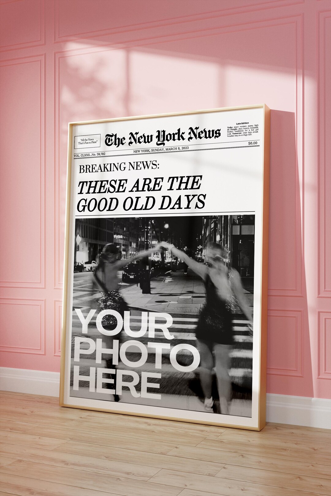 CUSTOM Newspaper Print, Good Old Days Personalized Newsprint Poster ...