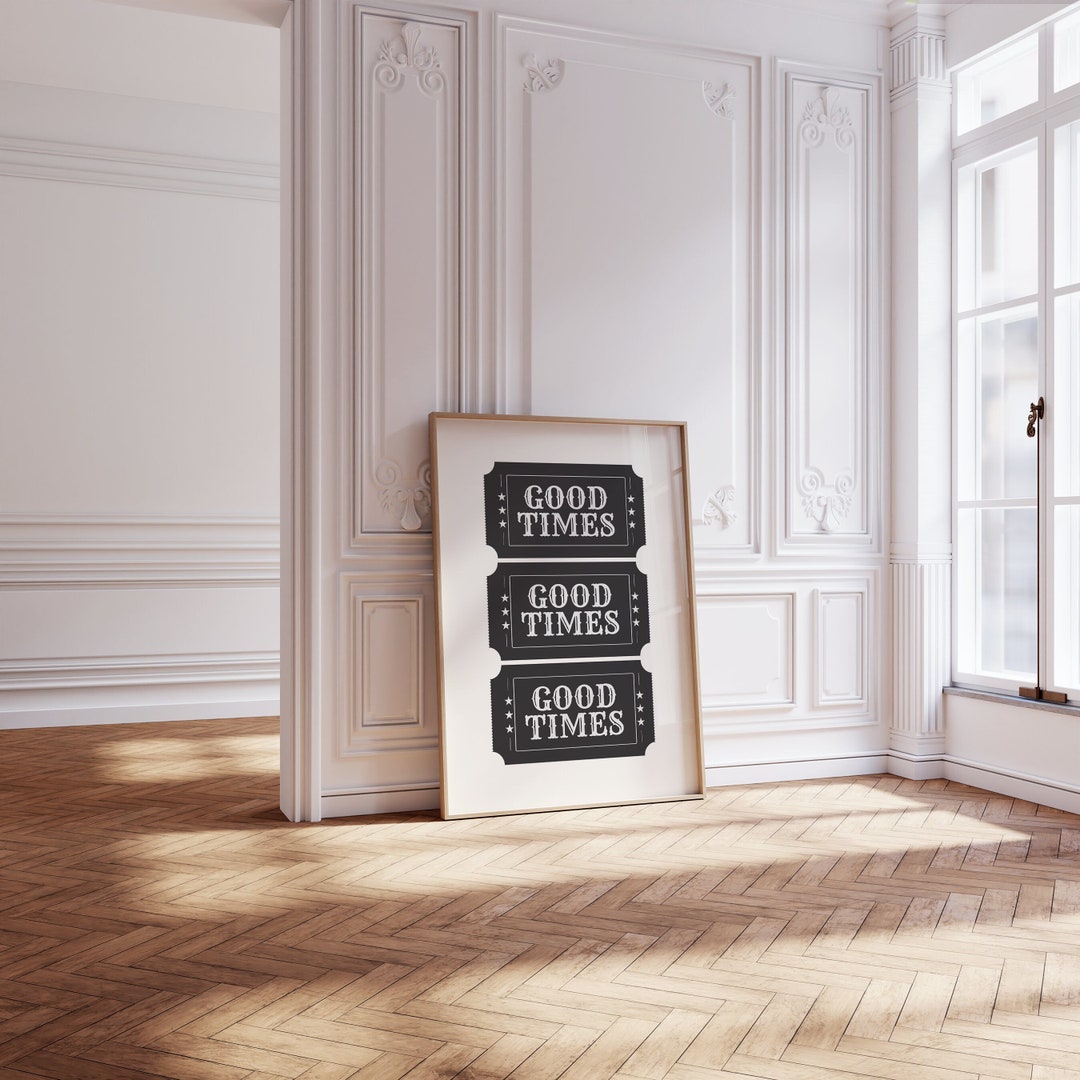 Good Times Ticket Wall Art, Preppy Wall Art Print, Trendy Black and ...
