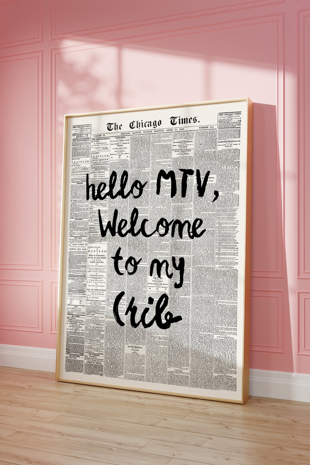 Hi MTV, Welcome to My Crib Print, Retro Newspaper, Trendy Wall Art ...