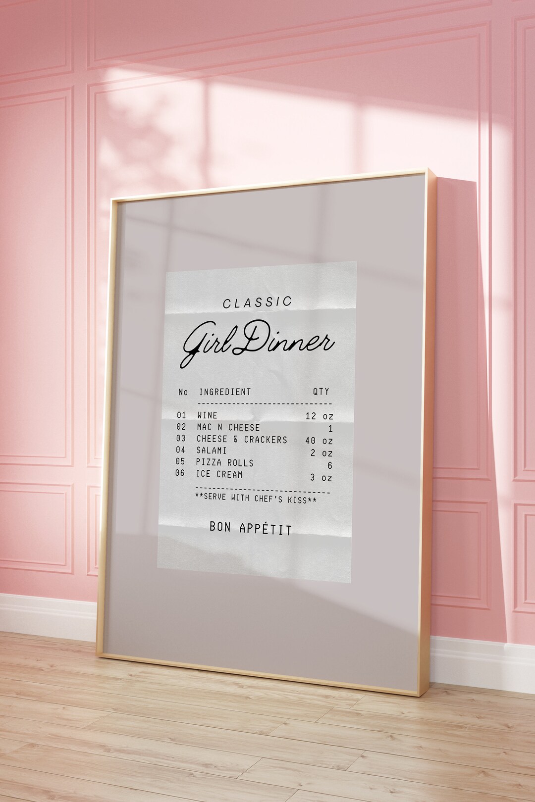 Girl Dinner Print, Trendy Girly Retro Wall Art Print Poster Guest Check ...