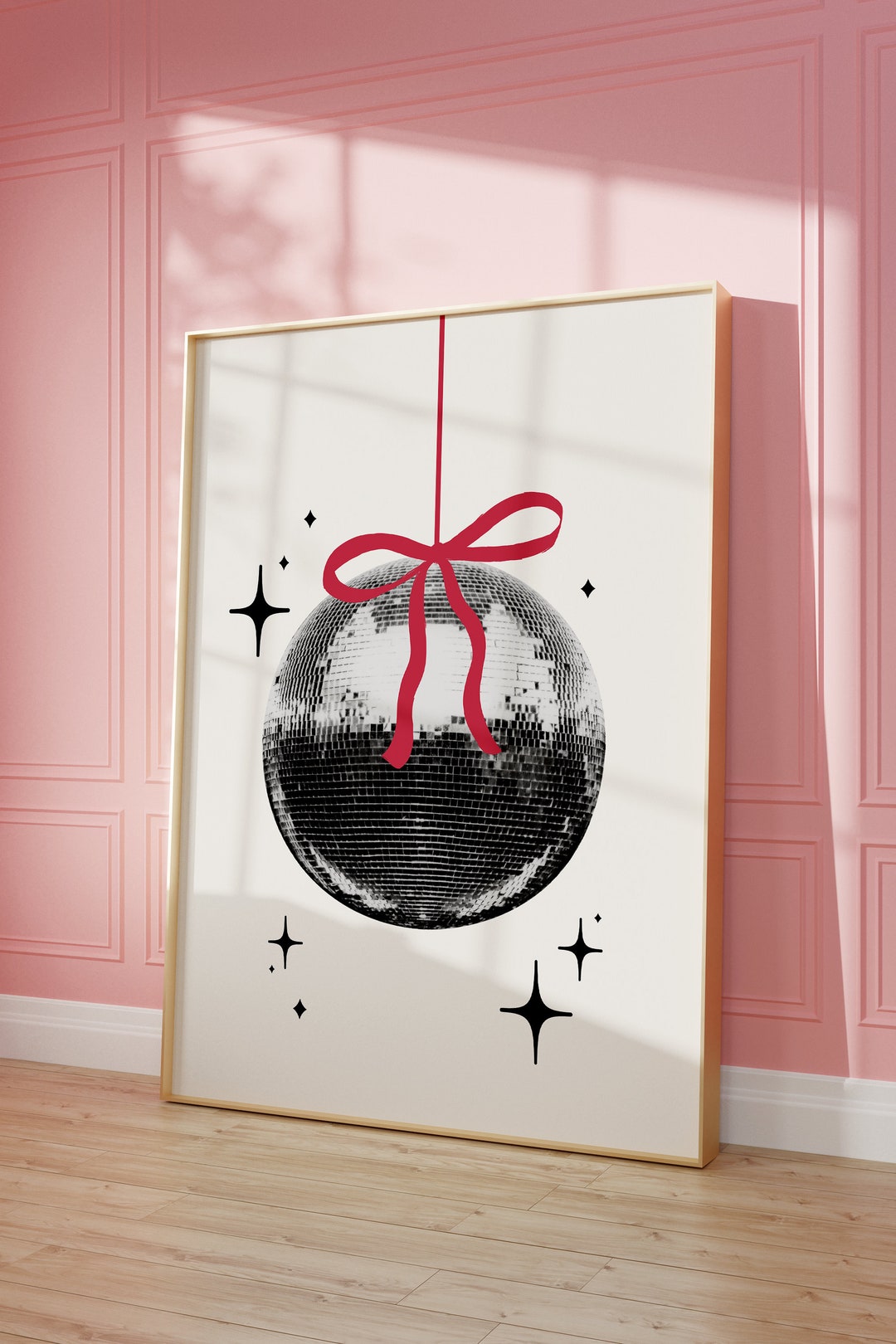 Christmas Disco Ball Wall Art Print, Christmas Ornament | Holiday ...