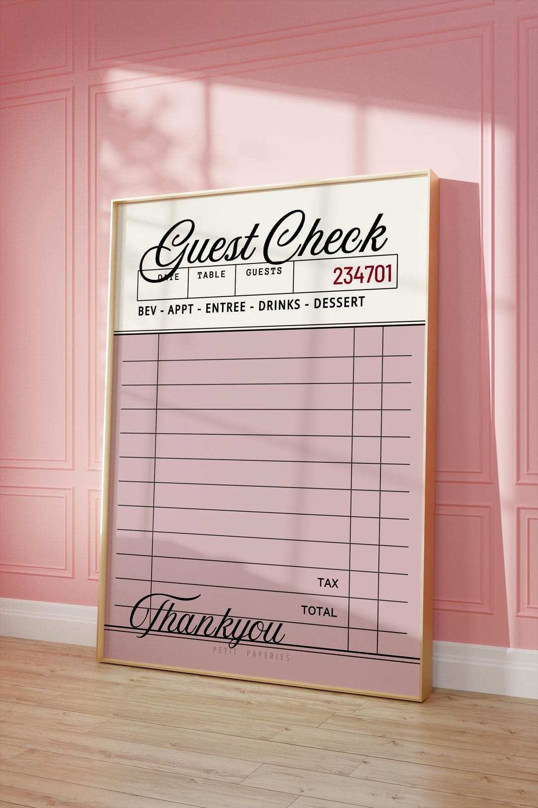 BLANK Pink Guest Check Printable: Customizable Guest Wall Art, Minimal ...