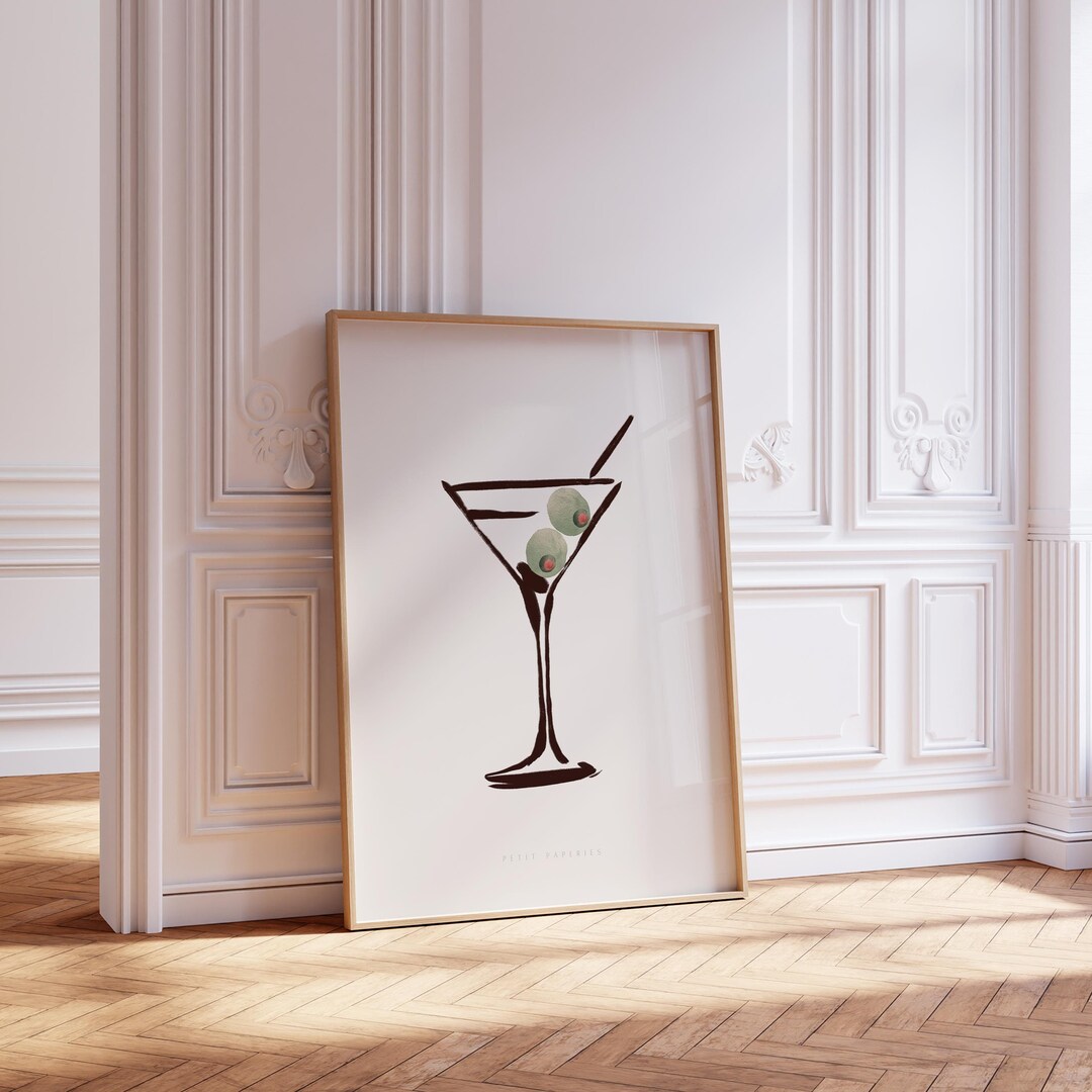 Martini Wall Art Print, Bar Cart Poster, Retro Cocktail Wall Poster ...