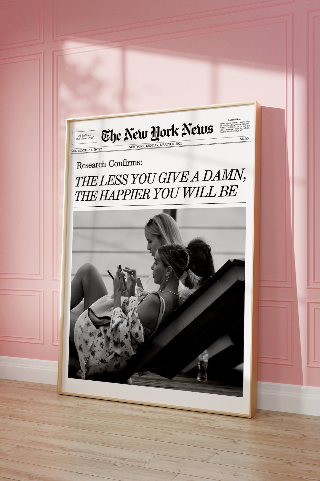 Trendy Newspaper Print, Retro Newsprint Headline Poster, Apartment ...