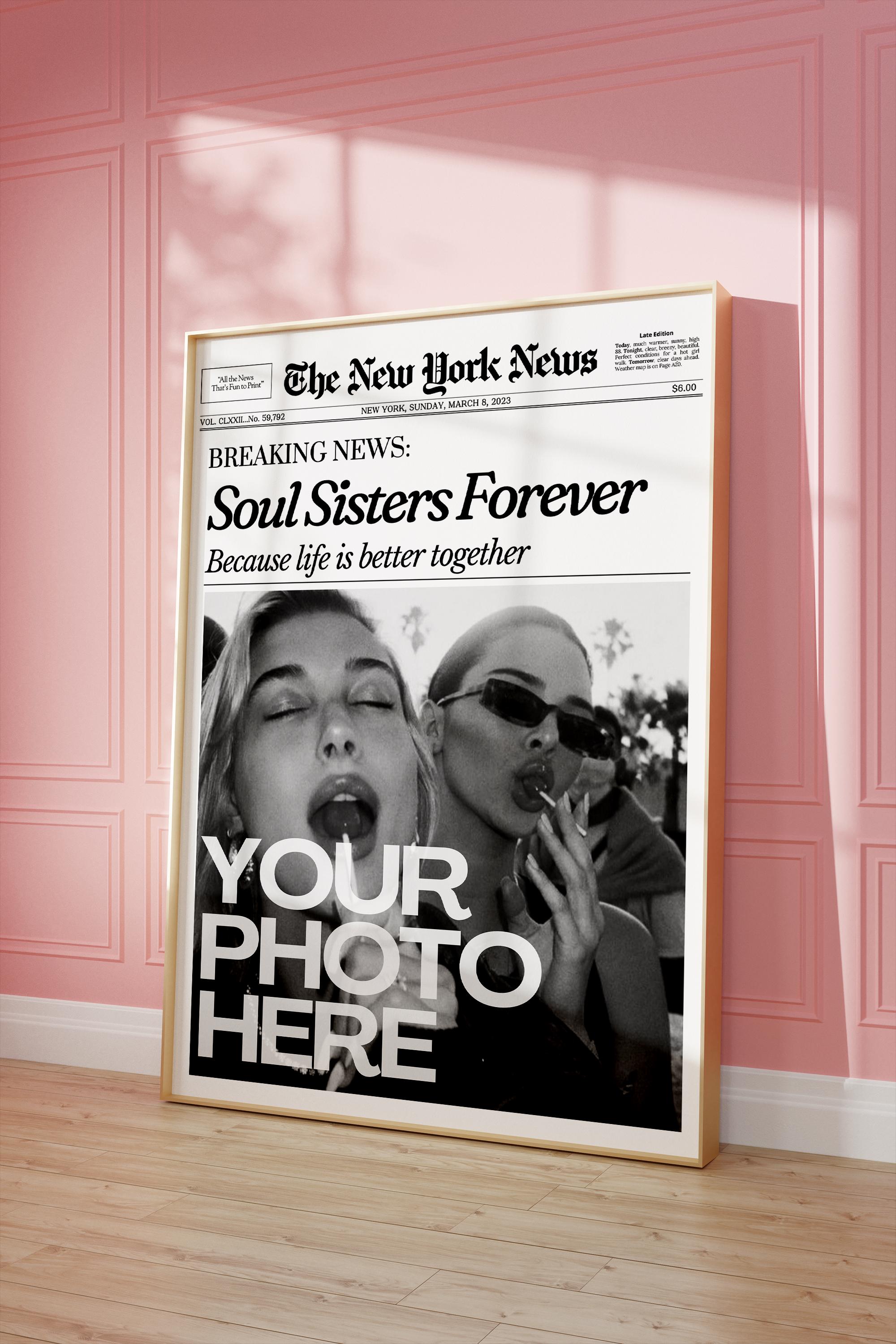 CUSTOM Newspaper Print, Personalized Newsprint Poster, College Dorm ...