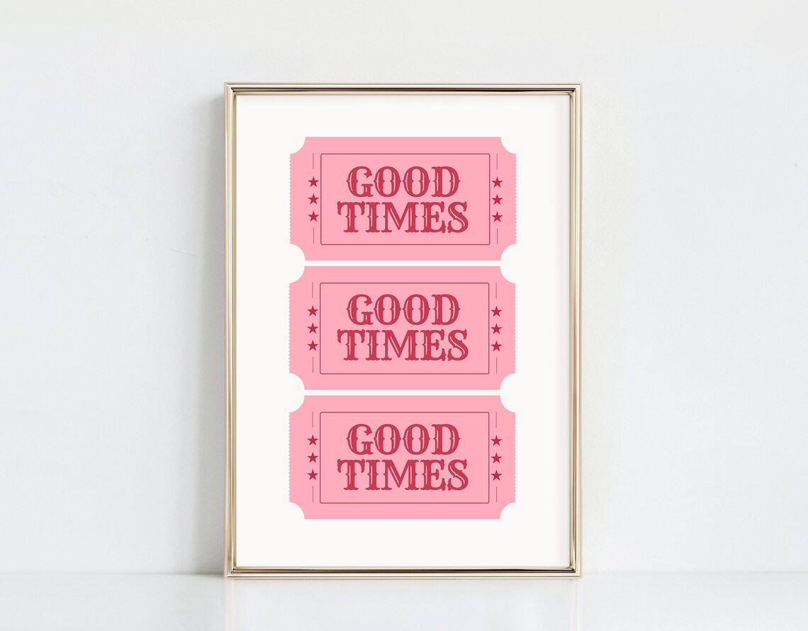 Good Times Ticket Wall Art, Preppy Wall Art Print, Trendy Coastal Wall ...
