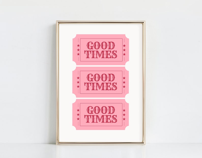 Good Times Ticket Wall Art, Preppy Wall Art Print, Trendy Coastal Wall ...