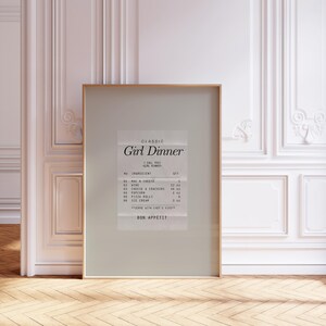 Girl Dinner Receipt Print, Minimal Wall Art Print Poster | Guest Check ...