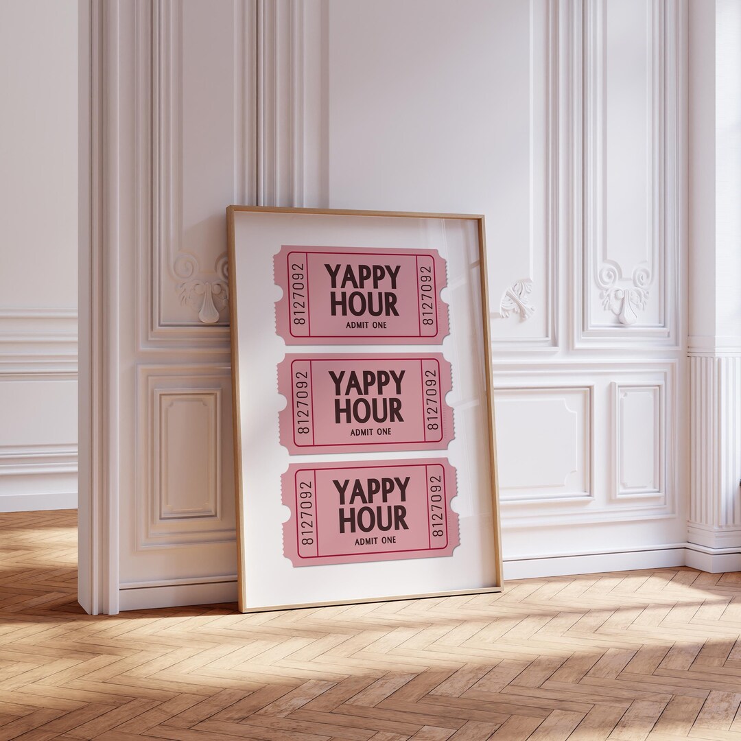Yappy Hour Print, Happy Hour Bar Cart Wall Art, Bar Cart Printable ...