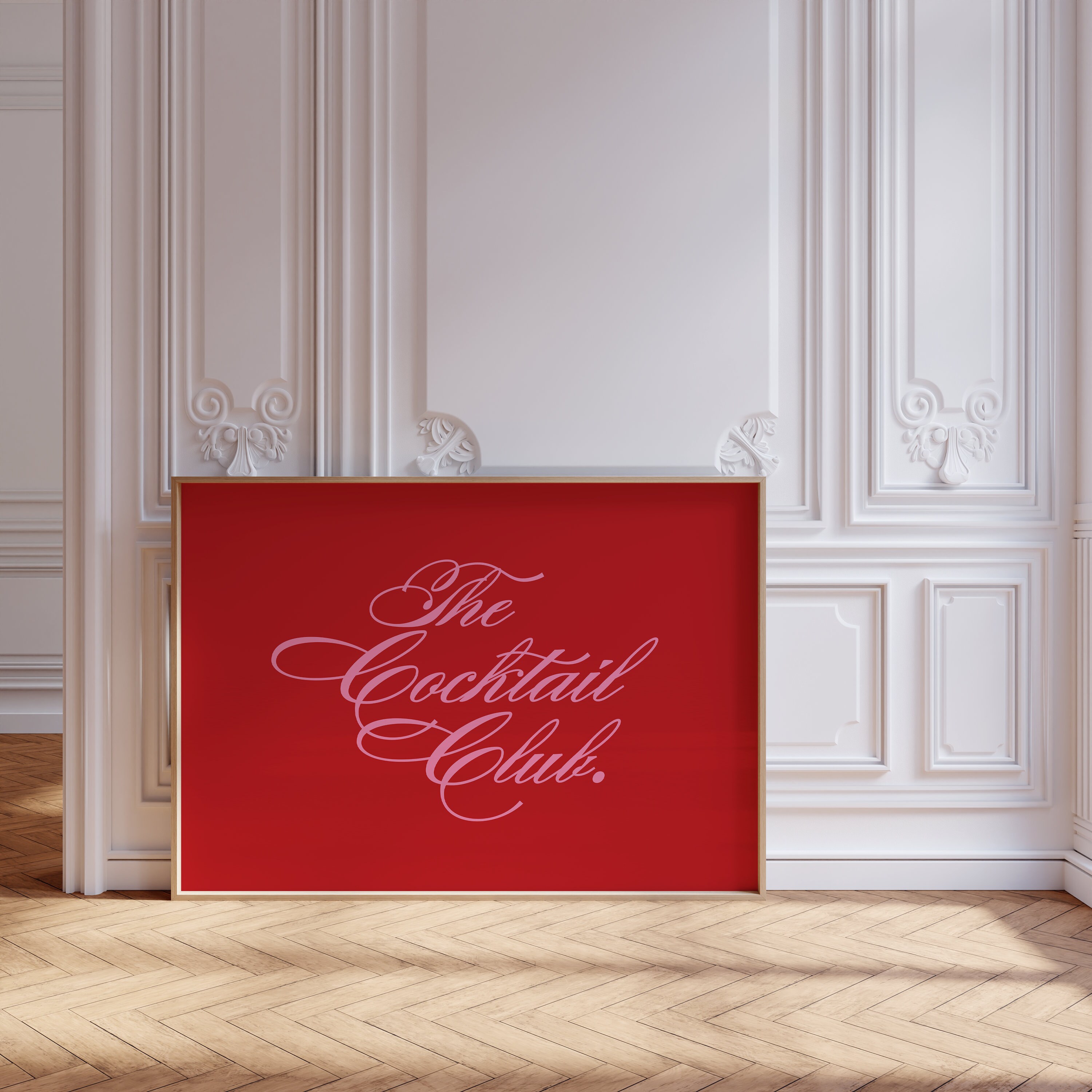 Cocktail Club Retro Wall Art Print, Horizontal Alcohol Wall Art, Red ...