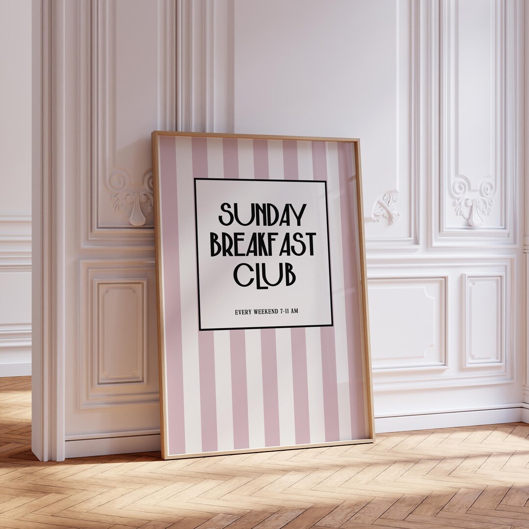 Sunday Breakfast Club Print Trendy Wall Art for Kitchen Retro Dining ...