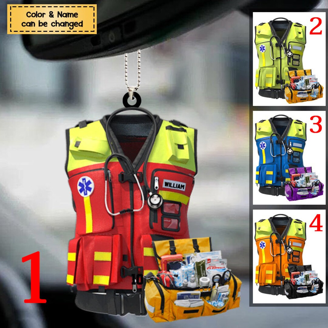 Personalized EMT Paramedic Safety Vest and Bags, Personalized Acrylic ...