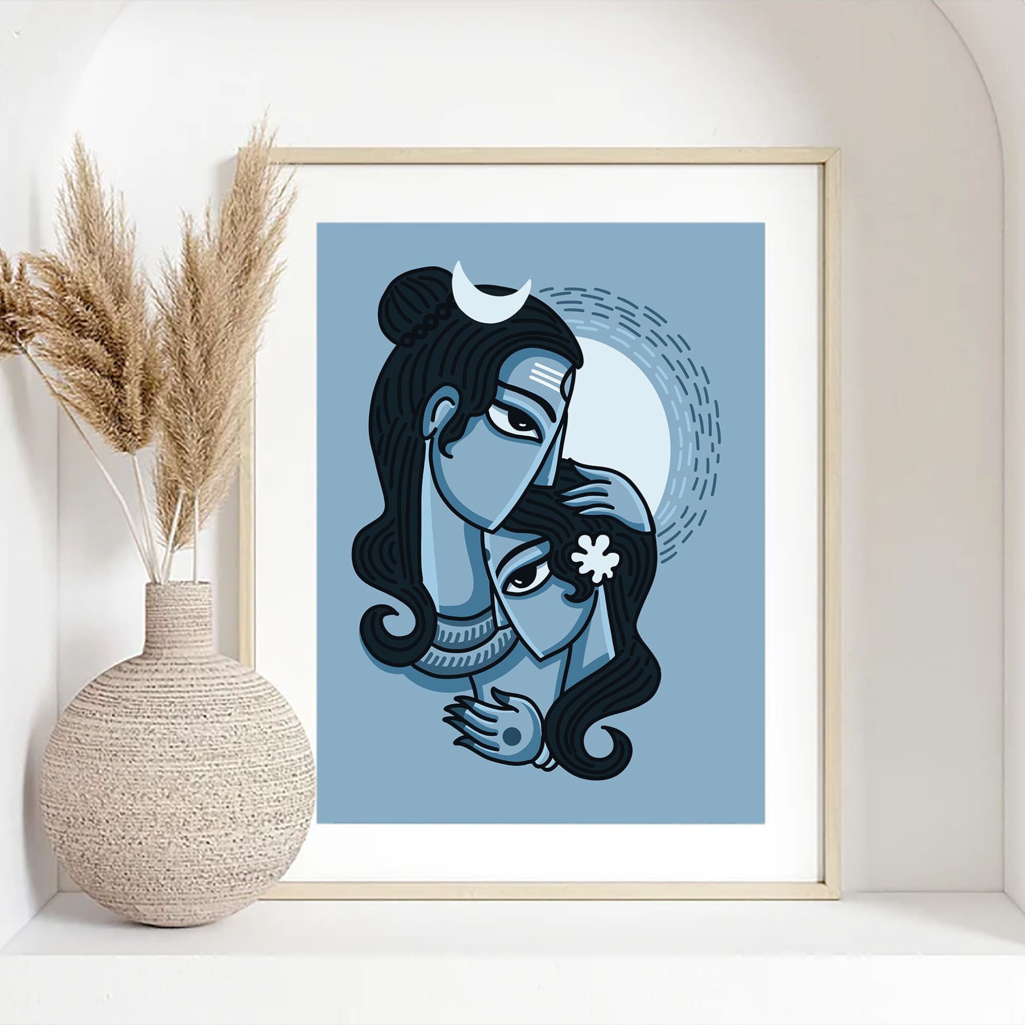 Shiva Parvati Love Wall Art,lord Shiva and Parvati Art Print, Hindu God ...