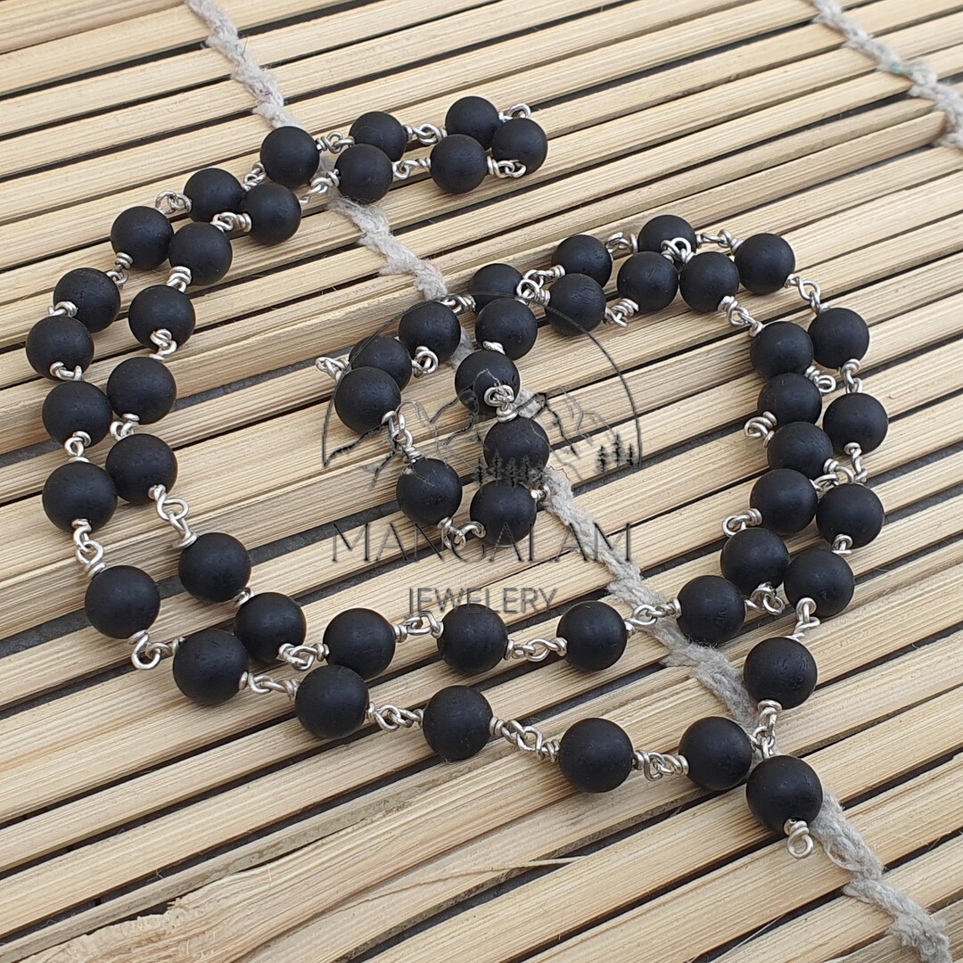Silver Karungali Mala, Ebony Wood Mala, 54 + 1 Bead Mala, Wood Bead ...