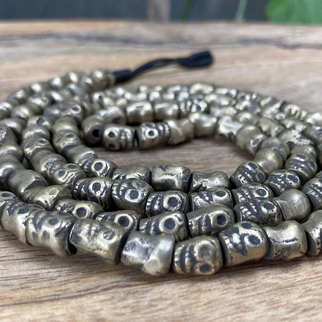 Brass Bone Skull Mala, Kapala Prayer Beads, Protection Necklace ...