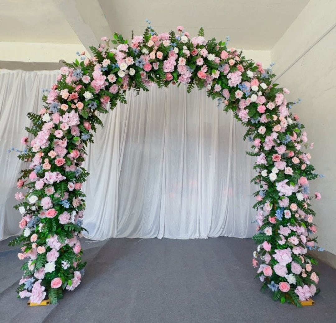Pink Rose Flowers Arch, Leafy Wedding Corner Swag,table Runner Backdrop ...