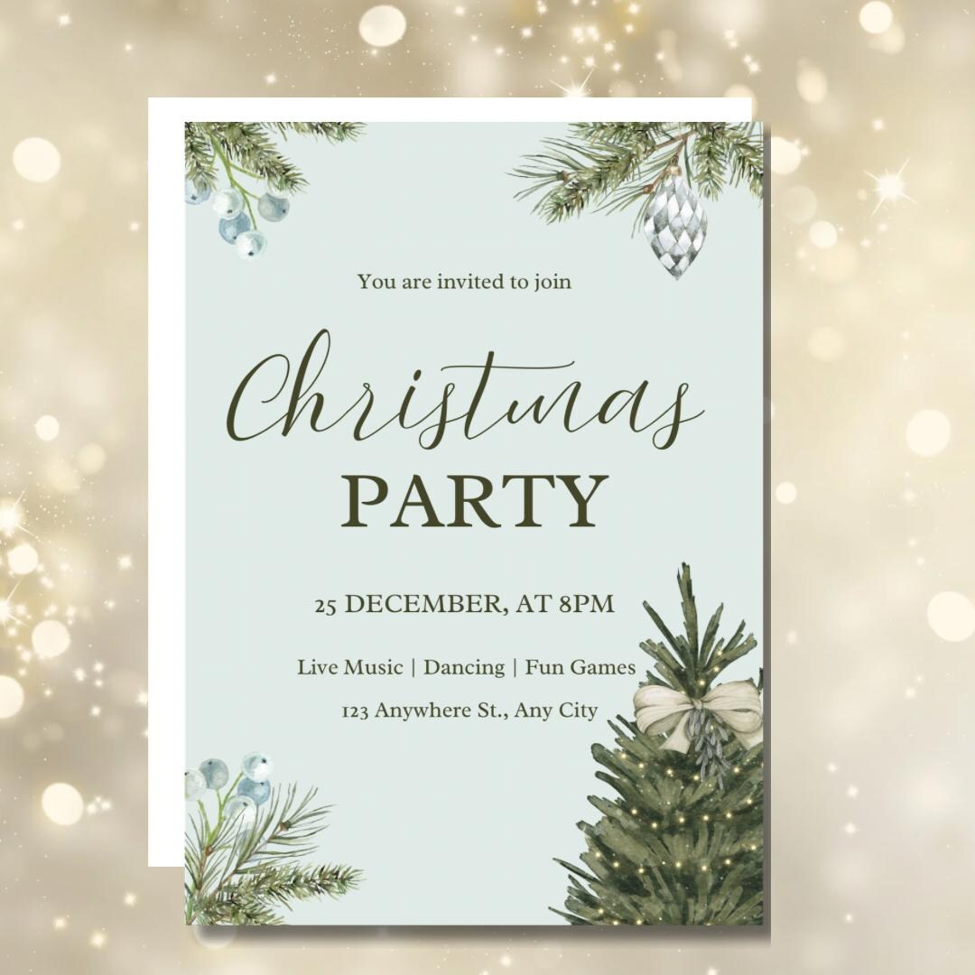 Editable Christmas Party Invitation, DIGITAL Holiday Party Invite, Xmas ...