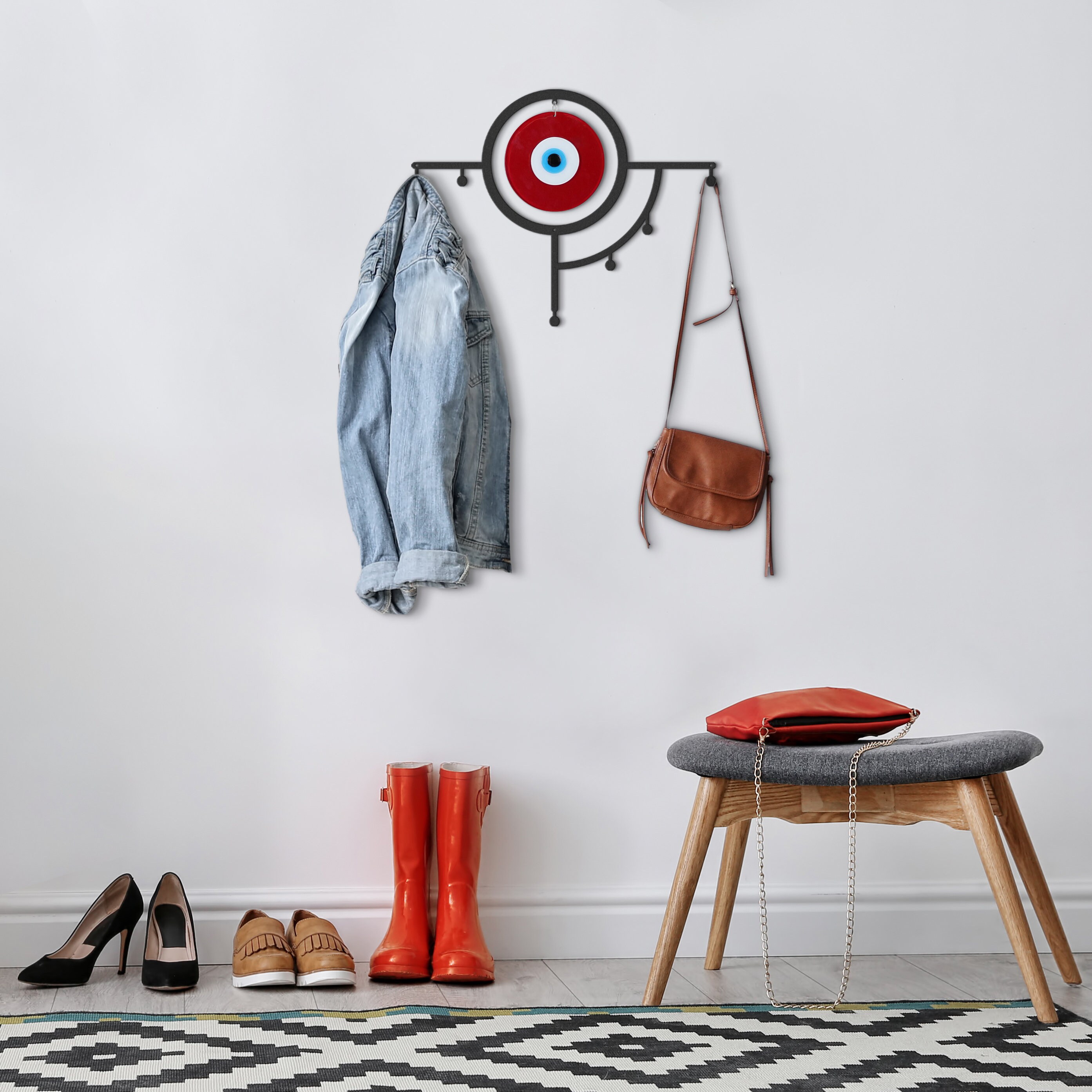 Small Coat Rack, Wall Mounted Modern Hooks, Office Wall Decor, Living ...