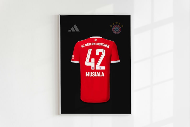 Jamal Musiala Bayern Jersey, Photorealistic Thermal Print, Football ...