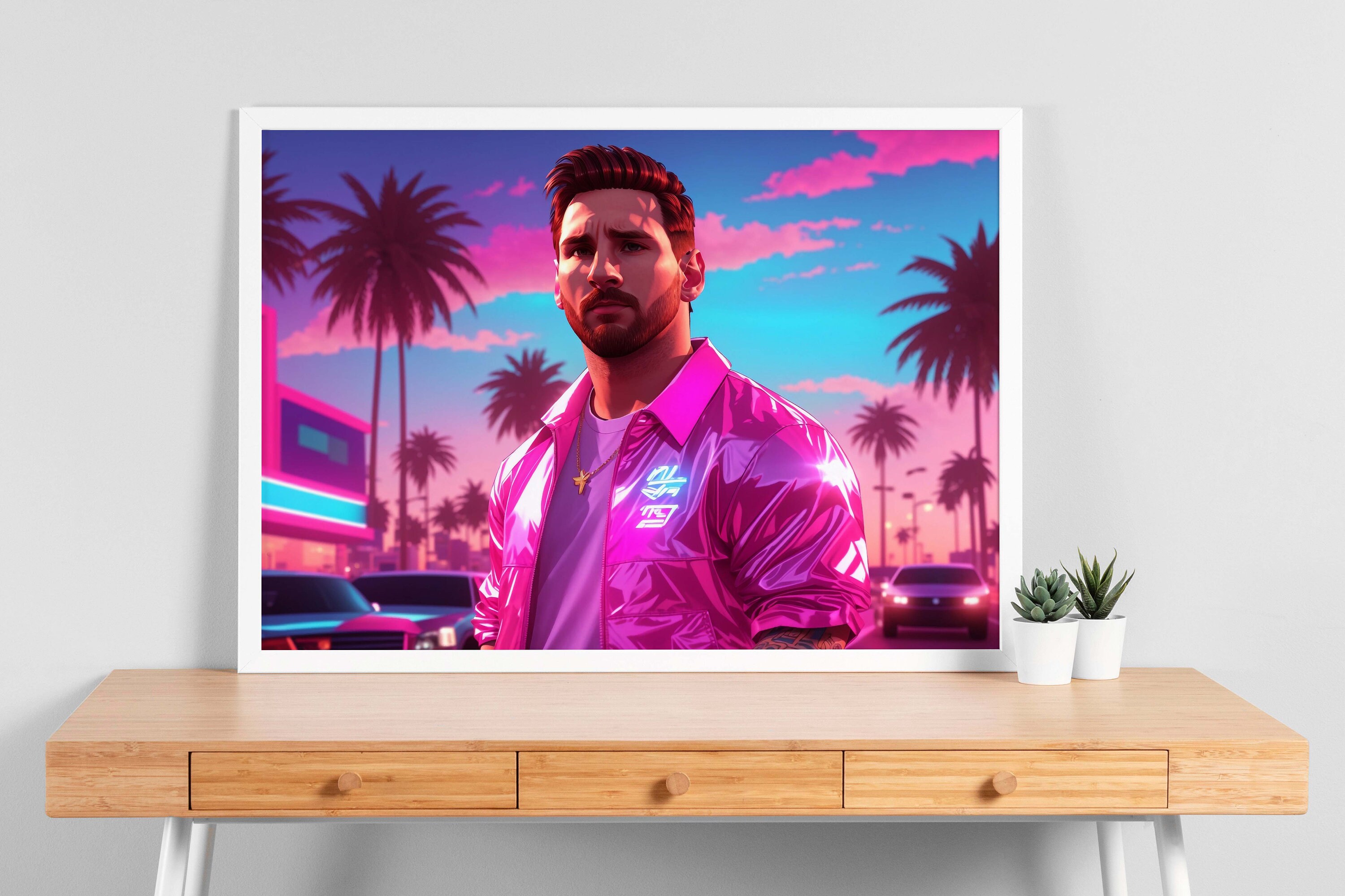 Lionel Messi Miami Vice - Photorealistic Poster in Thermal Print ...
