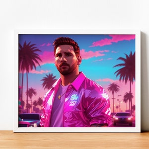 Lionel Messi Miami Vice - Photorealistic Poster in Thermal Print ...