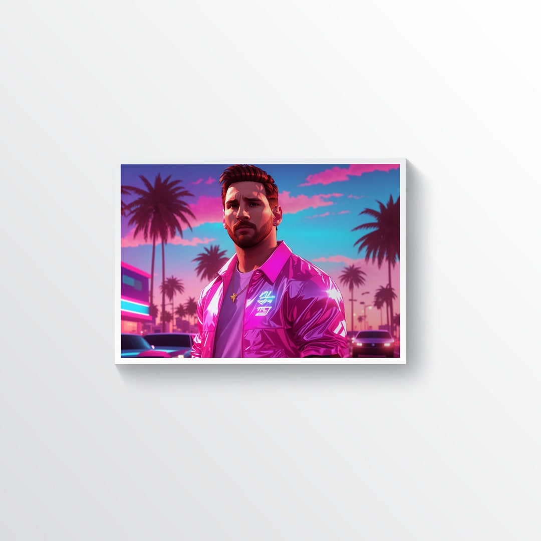 Lionel Messi Miami Vice - Photorealistic Poster in Thermal Print ...