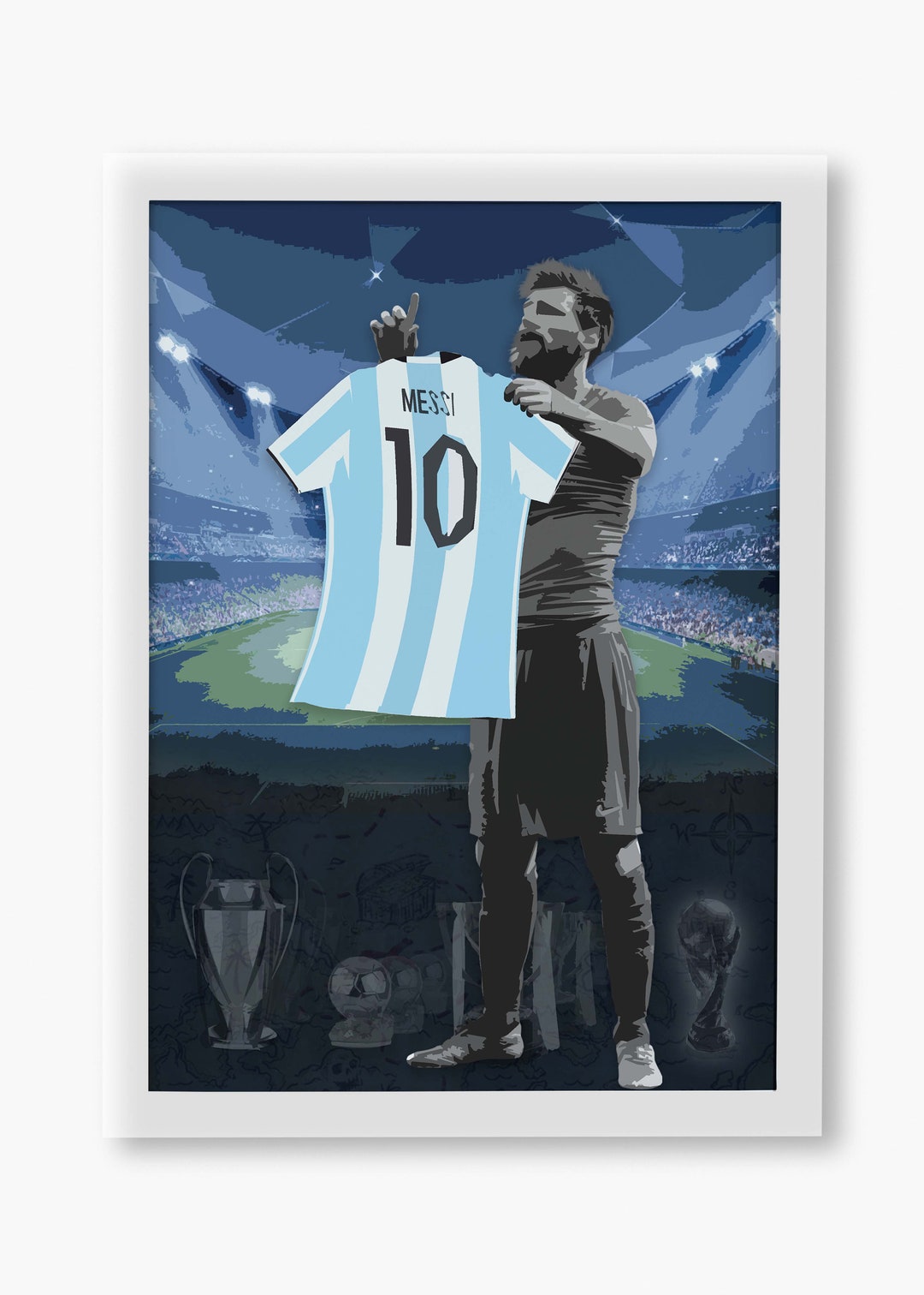 Lionel Messi, Trophies, Wall Art, Photo Poster, Thermal Print, Football ...
