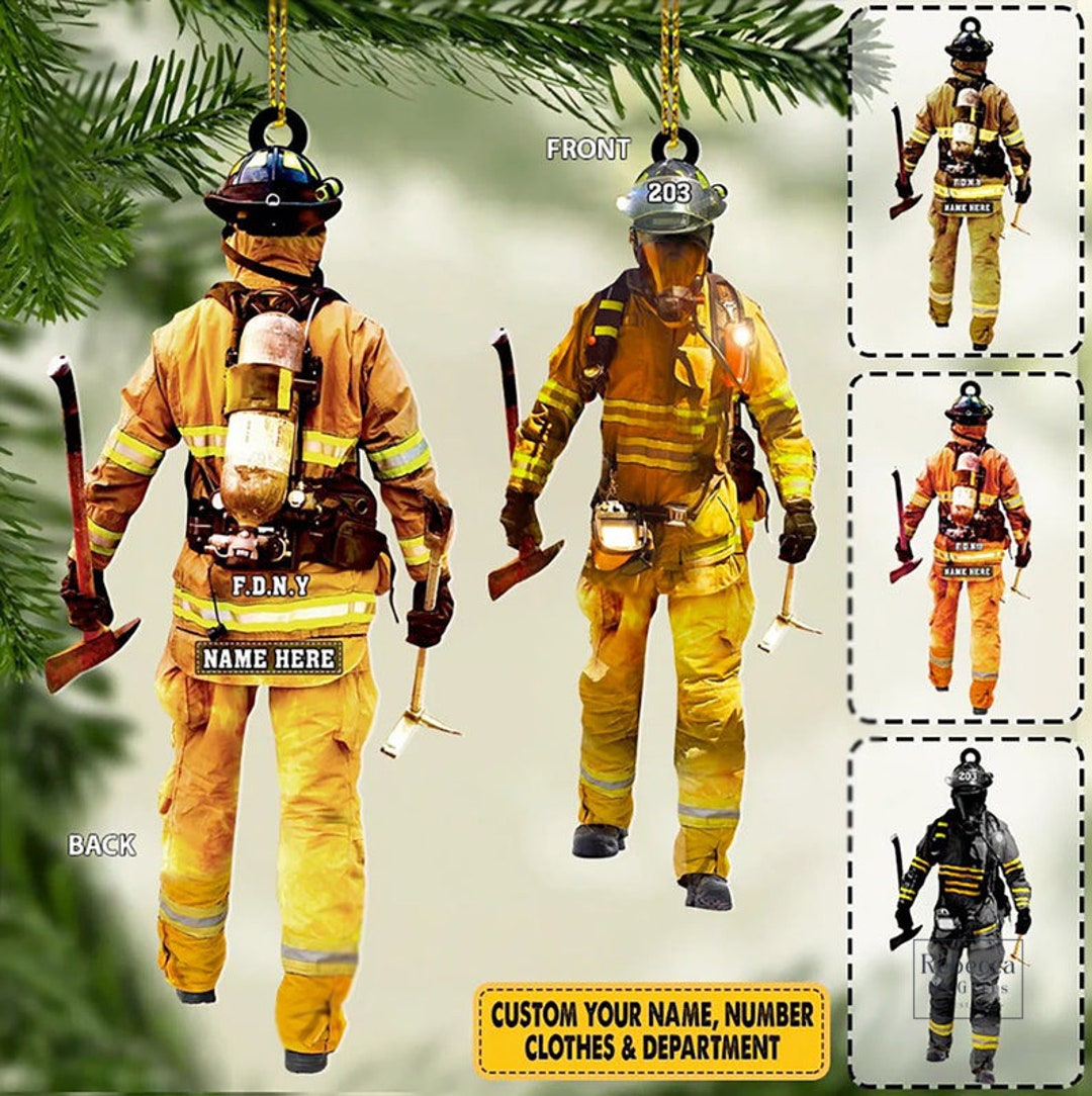 Personalized Firefighter Christmas Two Sided Ornament - Etsy