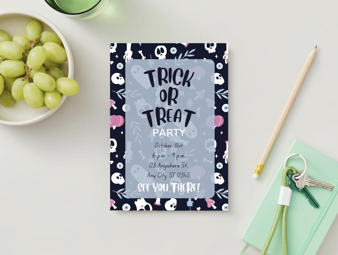 Canva Template for Halloween Invitation | Trick or Treat | Spooky A4 ...
